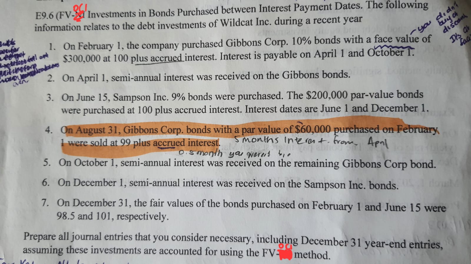 Solved Please provide all the journal entries in FV-OCI | Chegg.com