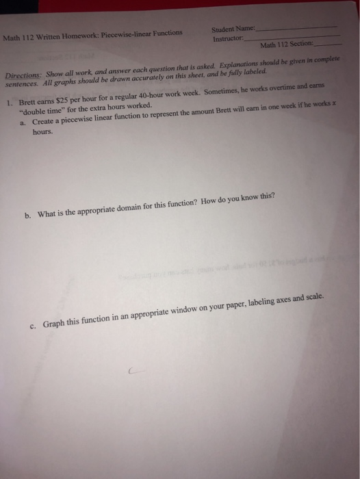 Solved Math 112 Written Homework: Piecewise-linear Functions | Chegg.com