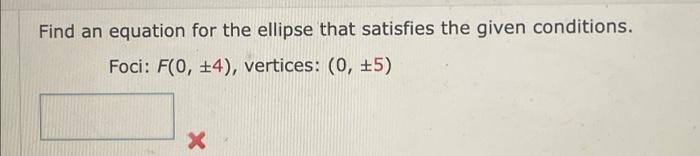 Solved Find an equation for the ellipse whose graph is | Chegg.com