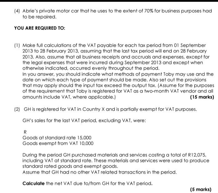 Solved Question 3 [20] Toby Naidoo, a resident of the | Chegg.com
