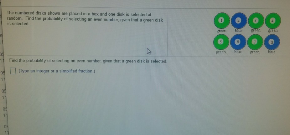 Solved The numbered disks shown are placed in a box and one | Chegg.com