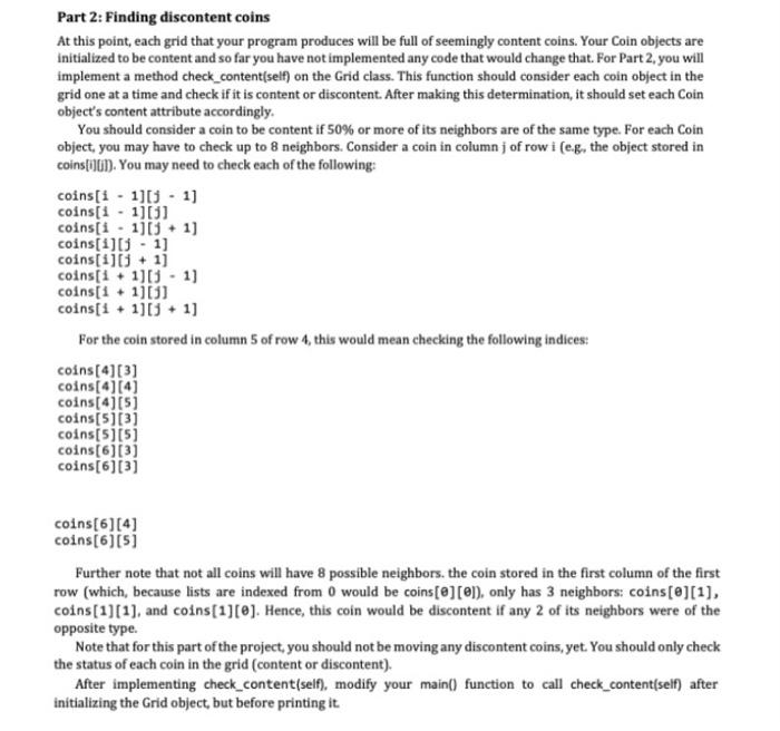 Solved Part 1: Representing the grid We will use two classes | Chegg.com