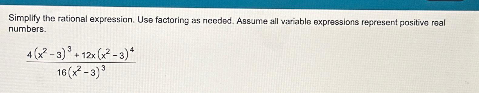 Solved Simplify the rational expression. Use factoring as | Chegg.com