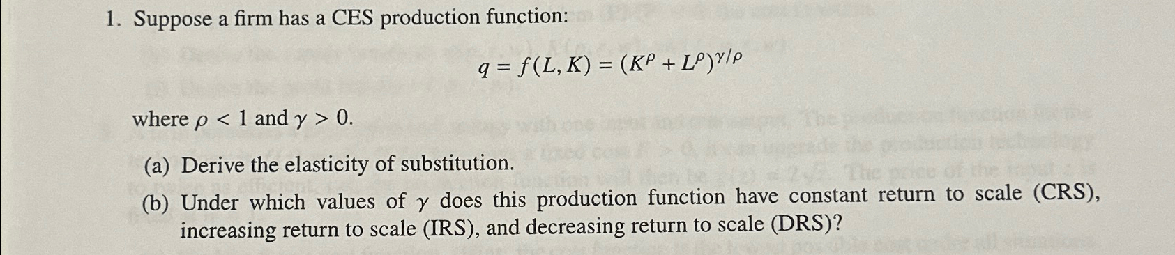 Solved Suppose a firm has a CES production | Chegg.com