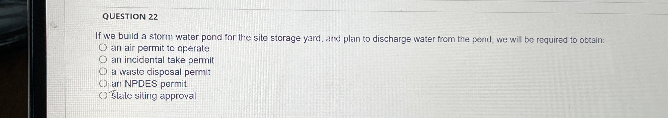Solved QUESTION 22If we build a storm water pond for the | Chegg.com