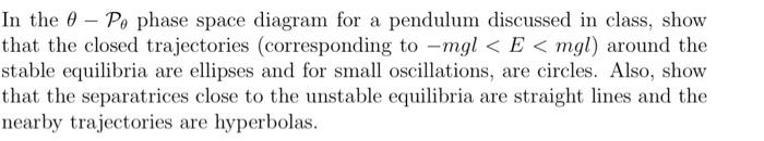 Solved In the θ−Pθ phase space diagram for a pendulum | Chegg.com