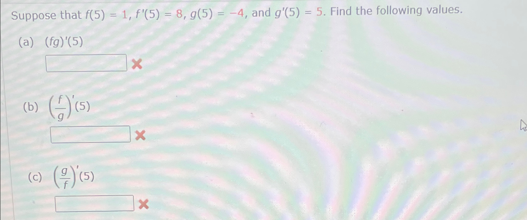 Solved Suppose That F 5 1 F 5 8 G 5 4 ﻿and G 5 5