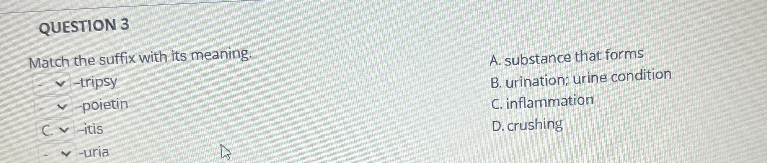 Solved QUESTION 3Match the suffix with its | Chegg.com