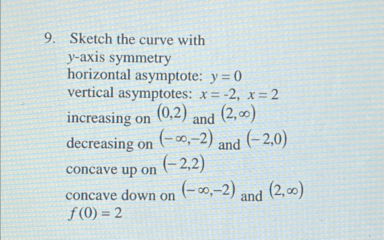 Solved Sketch the curve with y-axis symmetry horizontal | Chegg.com