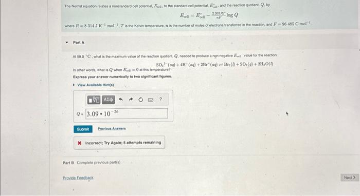 Solved Part A \\[ \\mathrm{SO}_{4}^{2}(\\mathrm{aq})+4 | Chegg.com