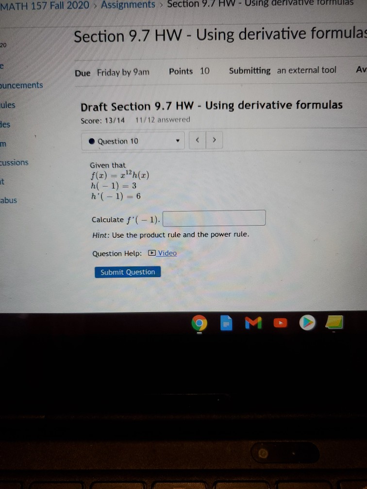 Solved Math 157 Fall 2020 Assignments Section 9 7 Hw Chegg
