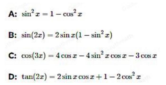 Solved New Identities: Create four new identities labeled A, | Chegg.com
