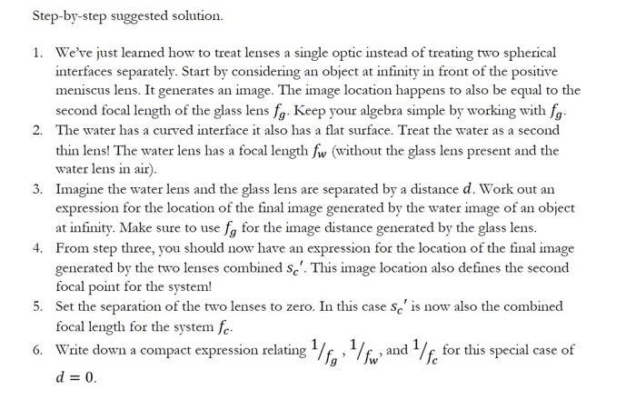 Solved A positive meniscus lens (see diagram to clarify the | Chegg.com