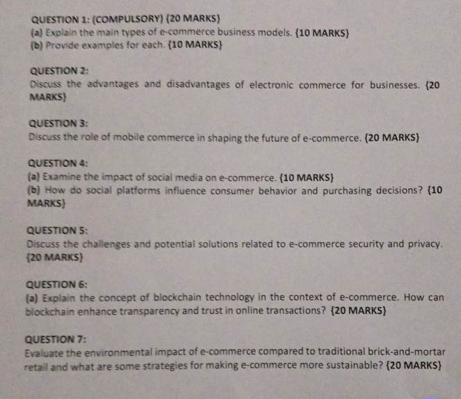 Solved QUESTION 1: (COMPULSORY) \{20 MARKS\} (a) Explain the | Chegg.com