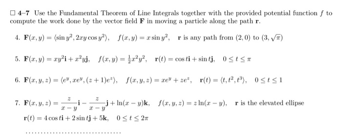 Solved 4-7 Use the Fundamental Theorem of Line Integrals | Chegg.com