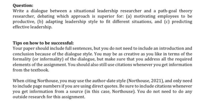 Question: Write a dialogue between a situational | Chegg.com