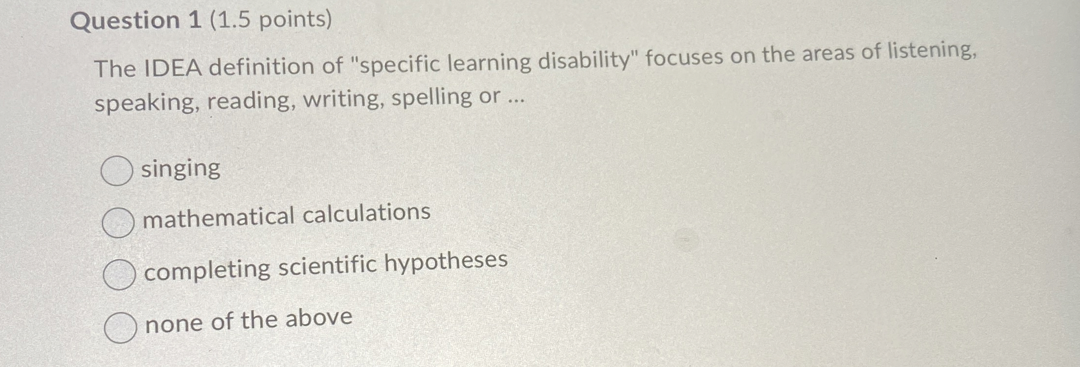 Solved Question 1 (1.5 ﻿points)The IDEA definition of | Chegg.com