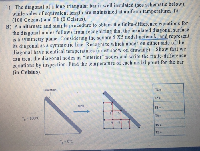 Solved 1) The diagonal of a long triangular bar is well | Chegg.com