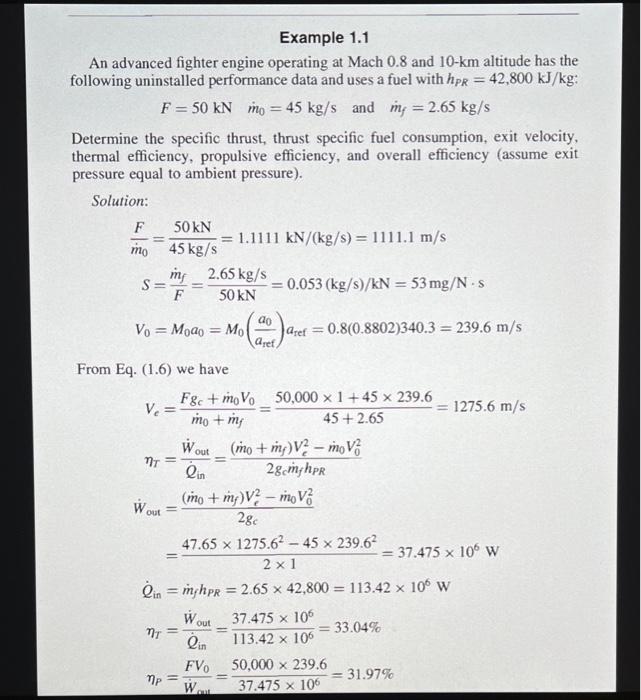 Solved Example 1.1 An advanced fighter engine operating at | Chegg.com