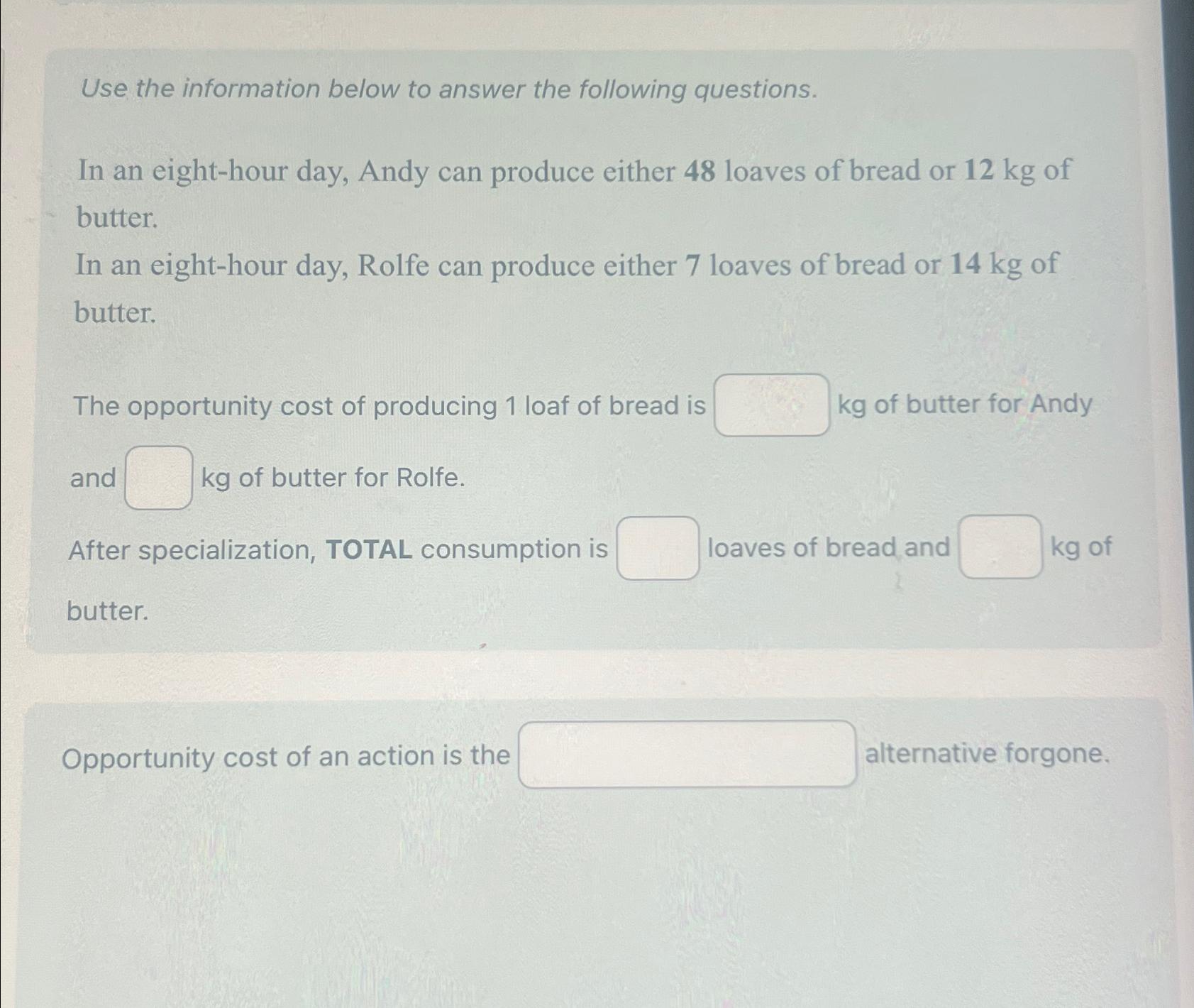 Solved Use the information below to answer the following | Chegg.com