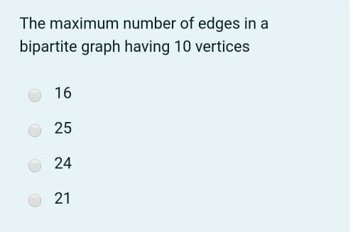 Solved The maximum number of edges in a bipartite graph | Chegg.com