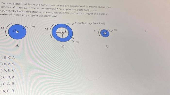 Solved Parts A,B and C all have the same mass m and are | Chegg.com