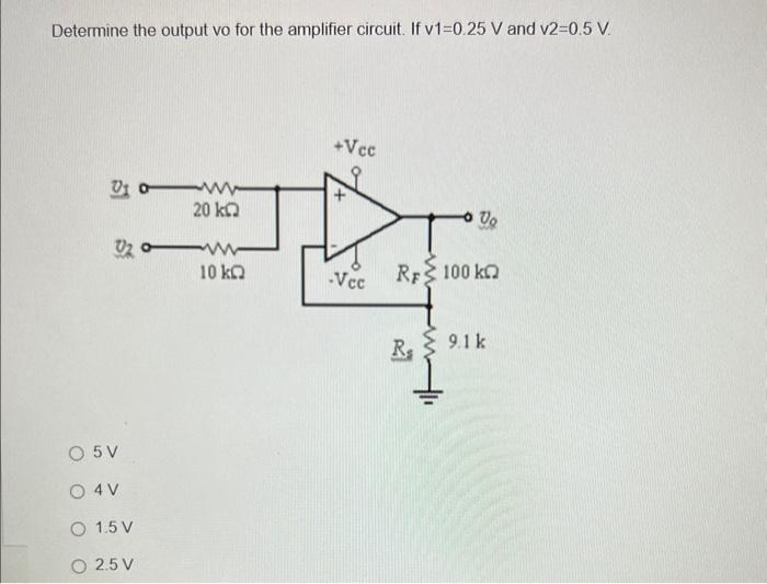Solved Determine the output vo for the amplifier circuit. If | Chegg.com