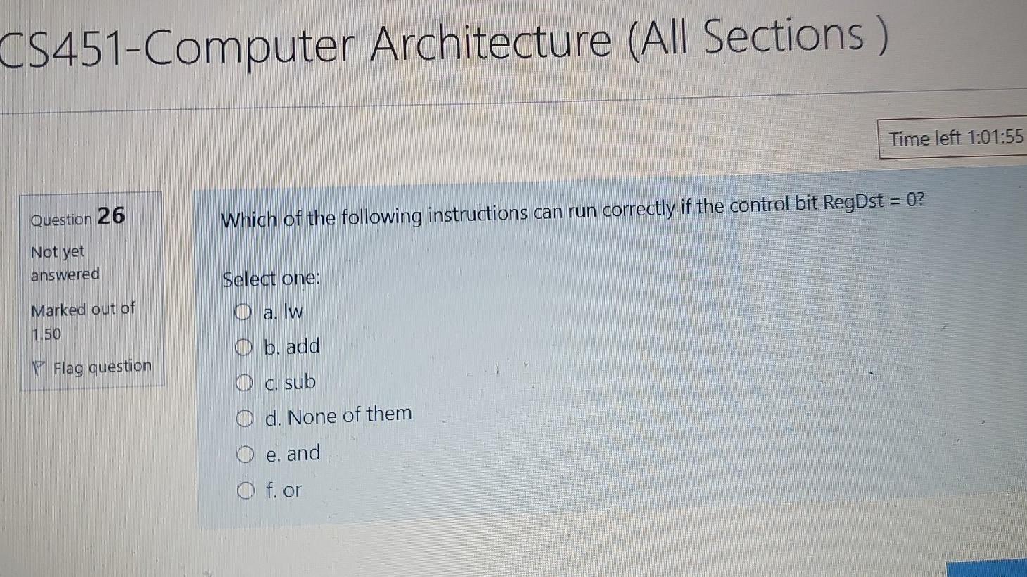 Solved CS451-Computer Architecture (All Sections) Time left | Chegg.com