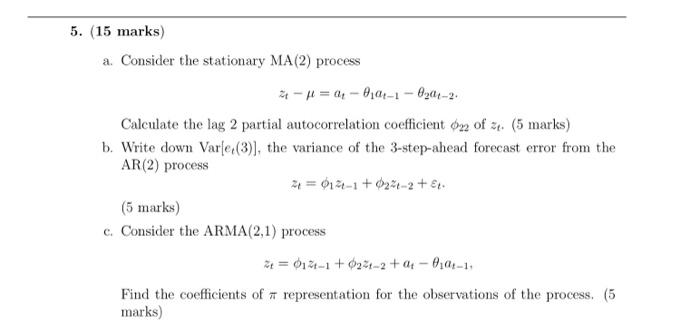 a. Consider the stationary MA(2) process | Chegg.com