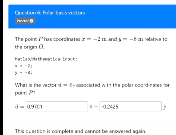 Solved Question 6: Polar basis vectors : Proctor The point P | Chegg.com