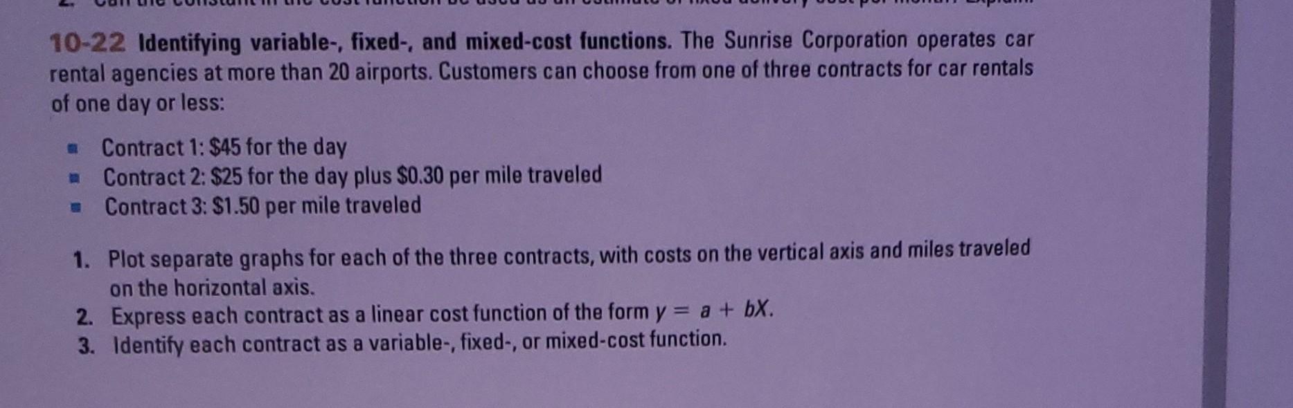 Solved 10-22 Identifying variable-, fixed-, and mixed-cost | Chegg.com