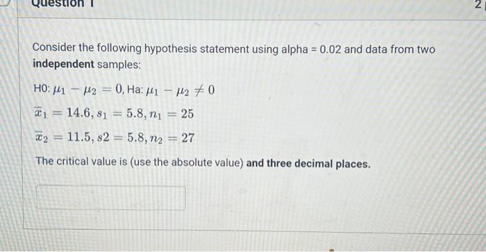Solved Consider the following hypothesis statement using | Chegg.com
