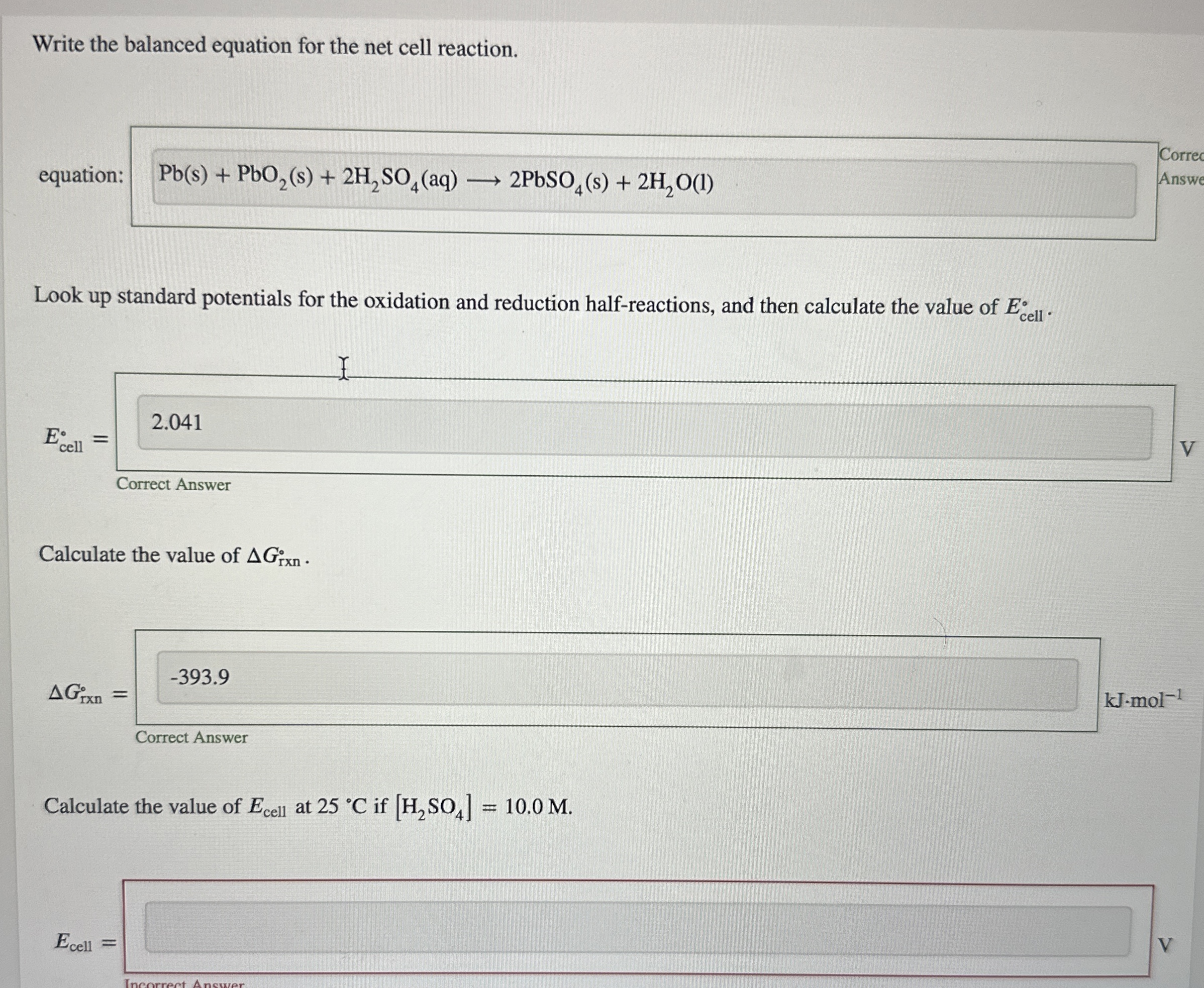 Solved Write the balanced equation for the net cell | Chegg.com