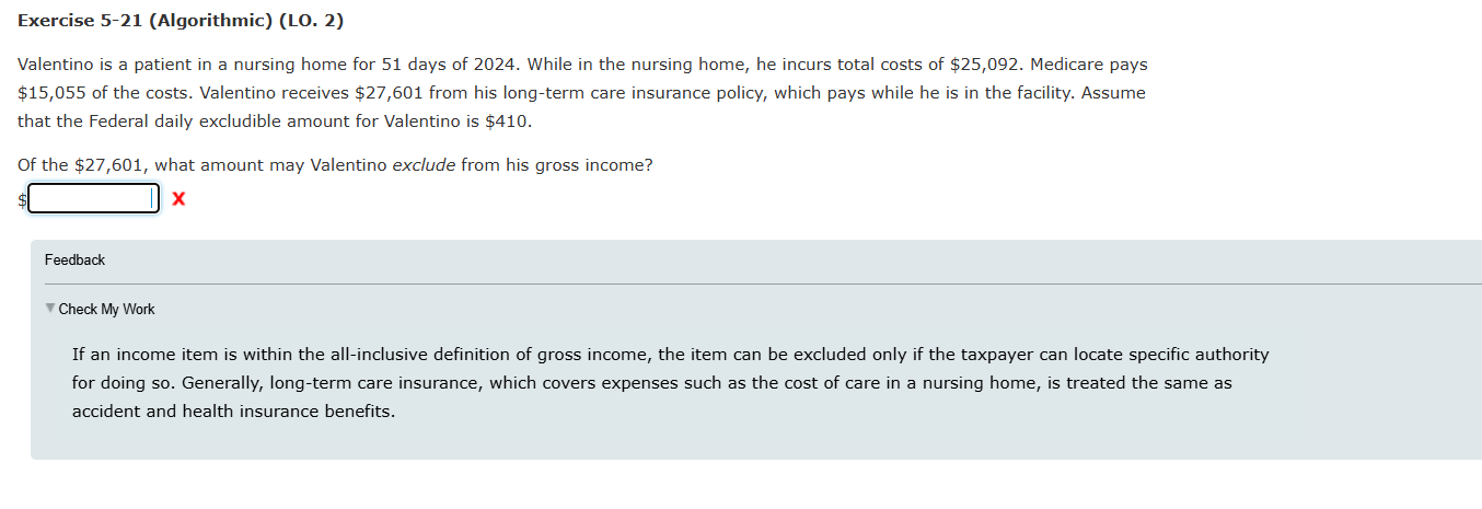 Solved Exercise 5-21 (Algorithmic) (LO. 2) ﻿Valentino is a | Chegg.com