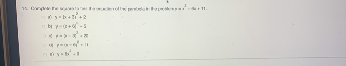 Solved 14. Complete the square to find the equation of the | Chegg.com