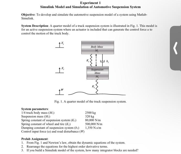 Solved Experiment 1 Simulink Model and Simulation of | Chegg.com