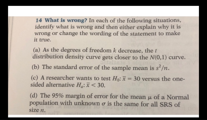 Solved 14 What is wrong? In each of the following | Chegg.com