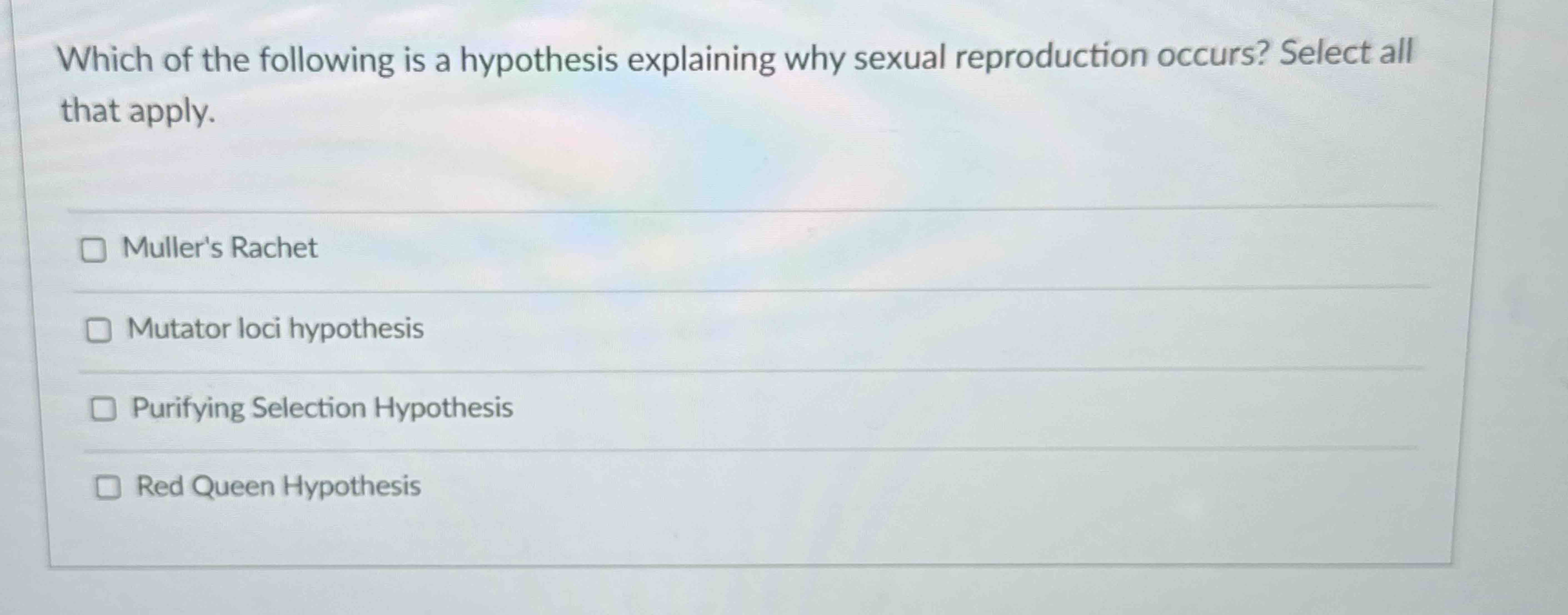 Solved Which of the following is a hypothesis explaining why | Chegg.com