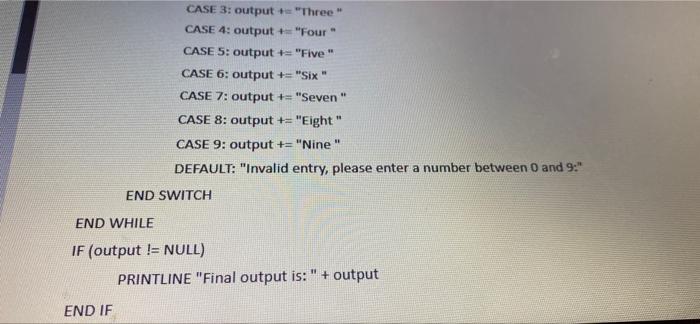 Solved Begin Main Create Userinput 0 Output Null While 4165
