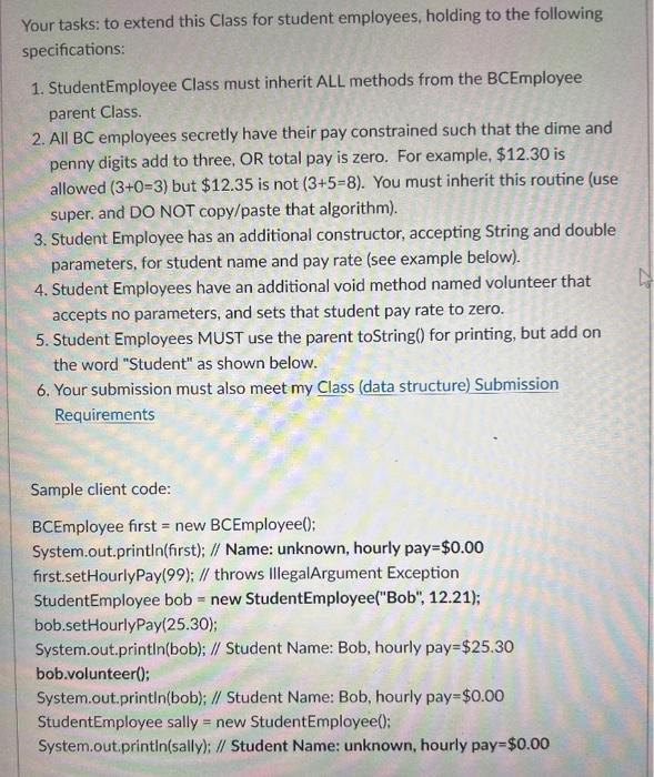 Solved Your tasks: to extend this Class for student | Chegg.com