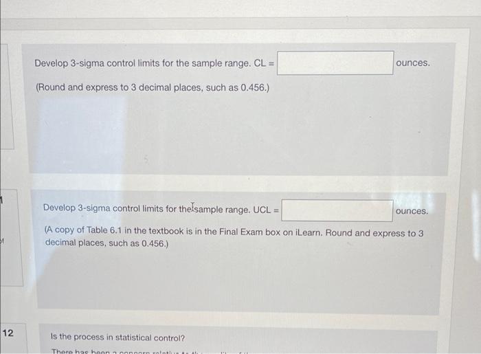 Solved Develop 3-sigma control limits for the sample range. | Chegg.com