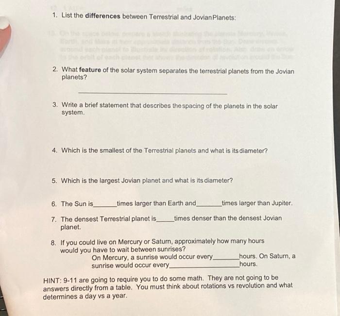 Terrestrial And Jovian Planets