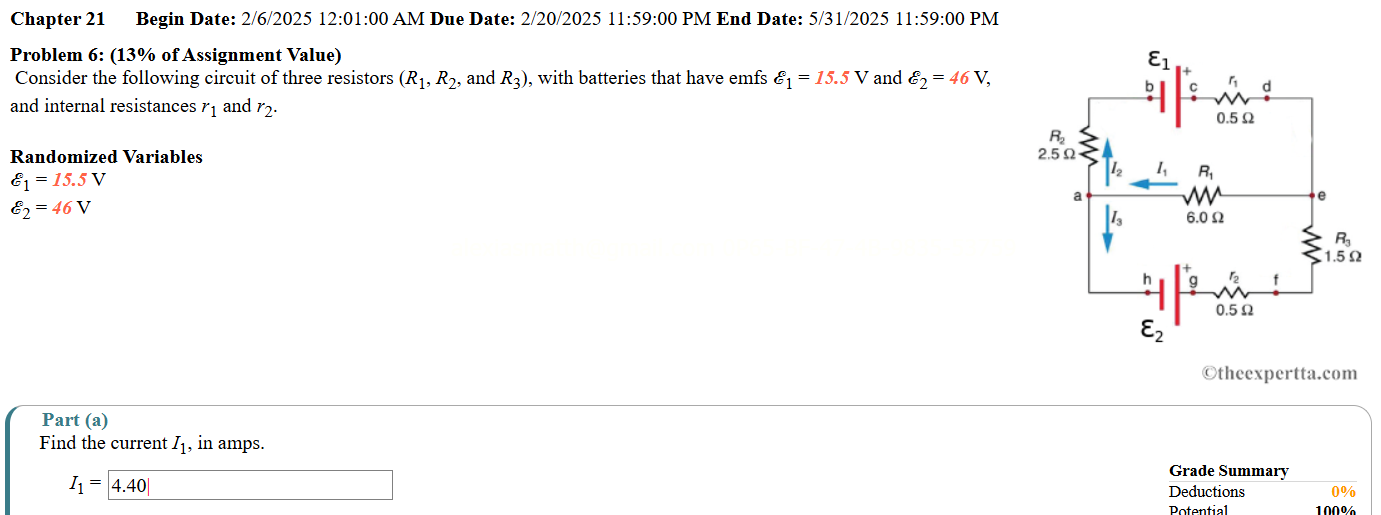 Solved R1,R2, ﻿and R3 E1=15.5V ﻿and E2=46V,and internal | Chegg.com