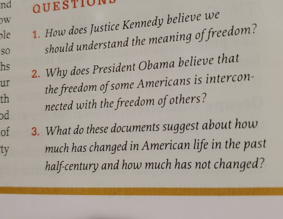 How does Justice Kennedy believe we should understand | Chegg.com