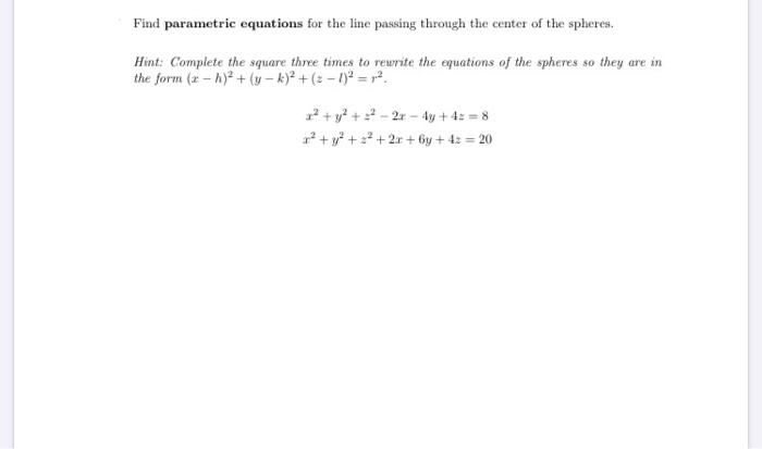 Solved Find parametric equations for the line passing | Chegg.com