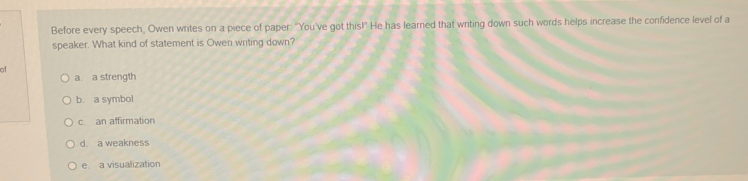 Solved Before every speech, Owen writes on a piece of paper | Chegg.com