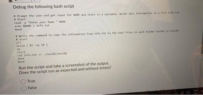 Solved Debug the following bash script # Prompt the user and | Chegg.com