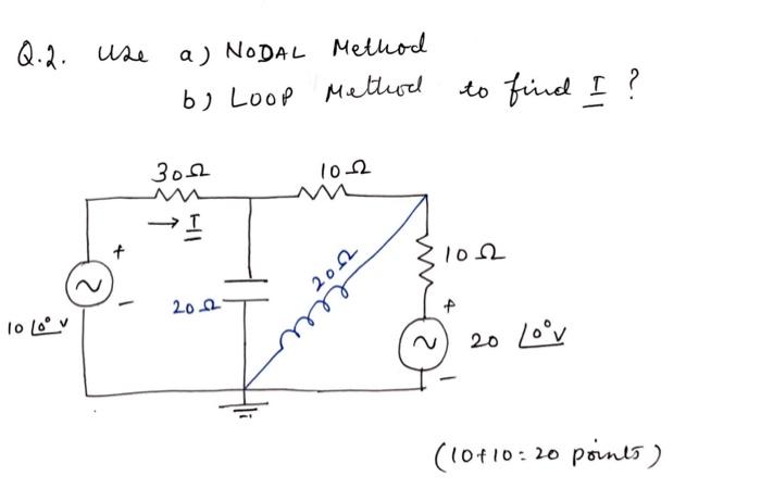 Solved Q.2. Use a) NODAL Method b) Loop Method to find I? | Chegg.com