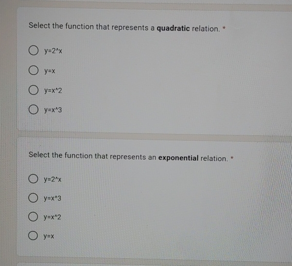 Solved Select the function that represents a quadratic | Chegg.com