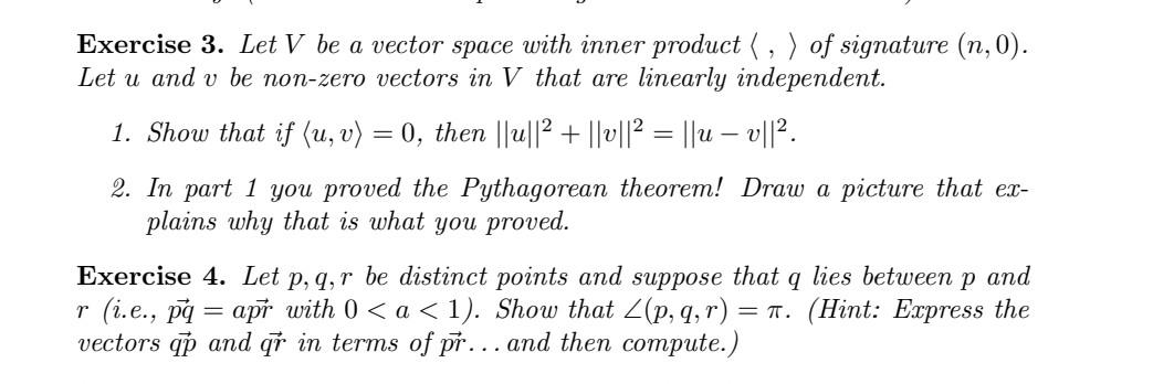 Solved Exercise 3. Let V be a vector space with inner | Chegg.com